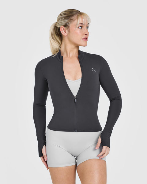 Zip Up Running Jacket Women's - Coal | Oner Active
