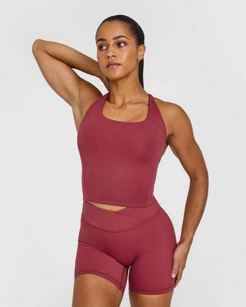 Women's Gym Vest - Built-in-Bra - Burnt Cherry | Oner Active