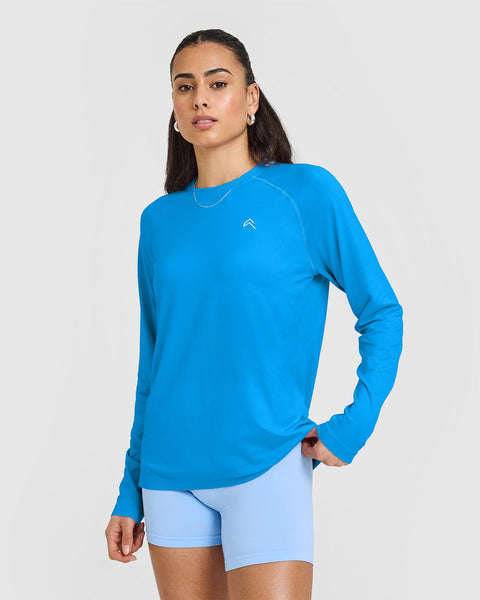 Long Sleeve Sports Top Loose Fit - Tropical Blue | Oner Active