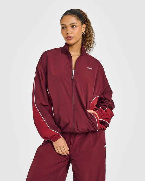 Oversized Piped Woven Track Jacket in Rosewood | Oner Active AU