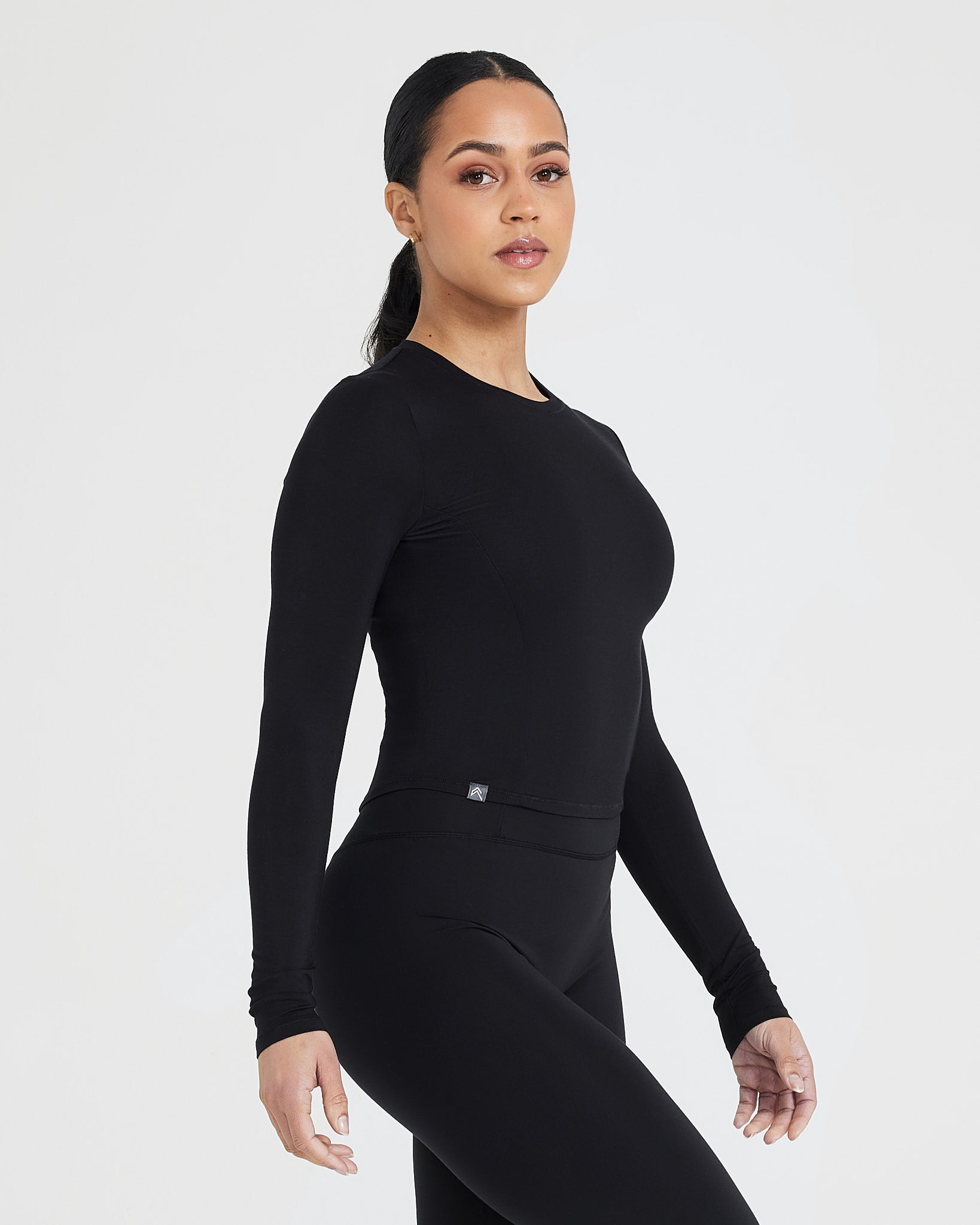 Black Mid Sleeve Top Women's - Long Sleeve Mid Length | Oner Active