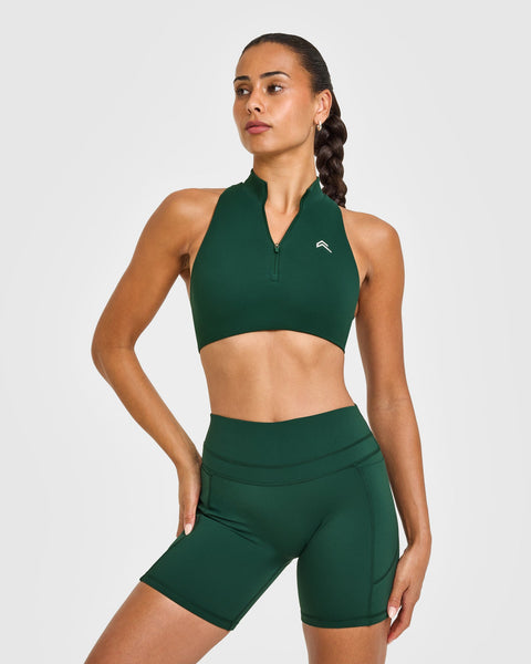 EasyLift™ Zip High Neck Sports Bra in Racing Green | Oner Active AU