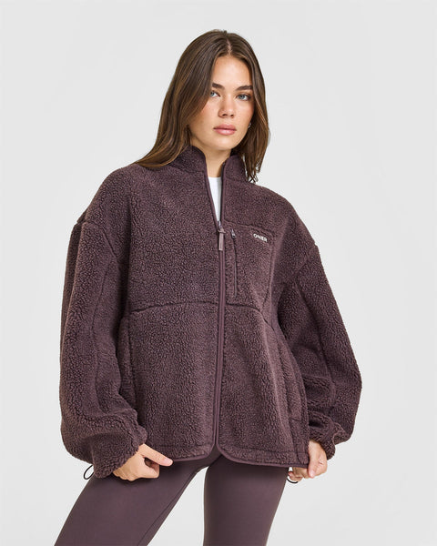 Fleece Jacket with Chest Pocket in Umber Brown | Oner Active