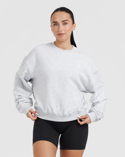 Grey Oversized Sweatshirt Women's in Light Grey Marl | Oner Active