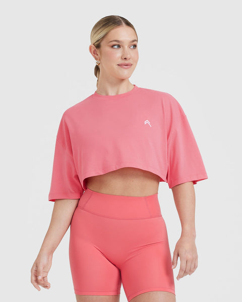 Pink Cropped T-Shirt Women's - Washed Amplify Pink| Oner Active