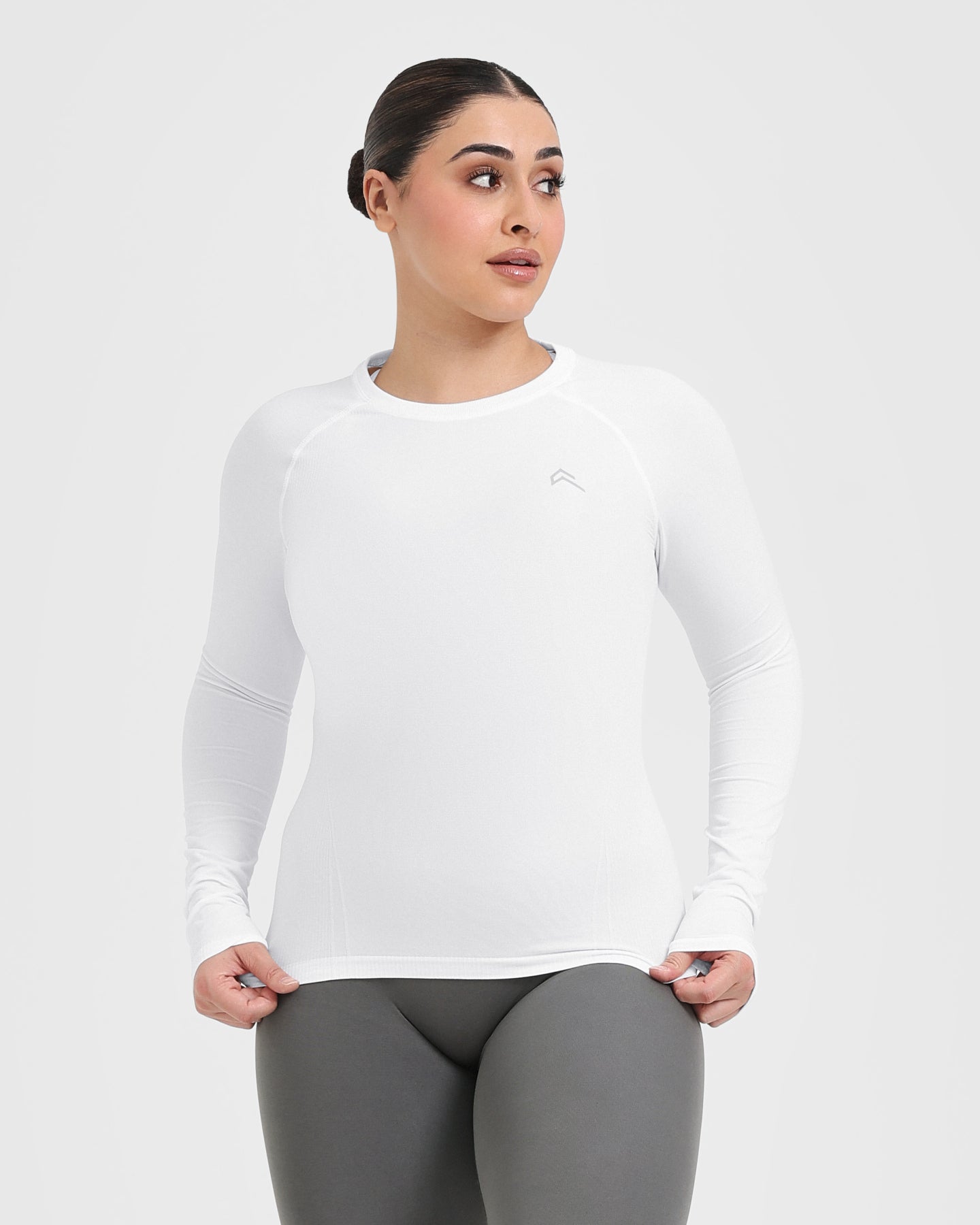 White Fitted Long Sleeve Top Women's | Oner Active