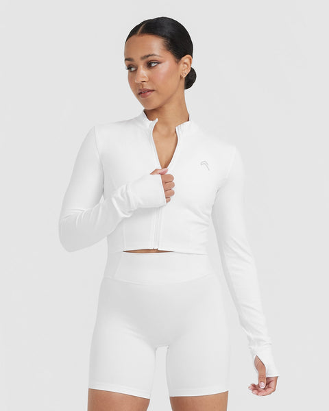 White Crop Jacket Women's - Long Sleeve | Oner Active